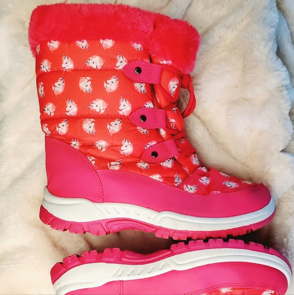 Shoes | Girls Size 4 Pink Unicorn Snow Boots | Poshmark